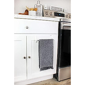 AuldHome Over Cabinet Towel Racks (2-Pack), Rustic Kitchen Towel Bars in Distressed White Enamel