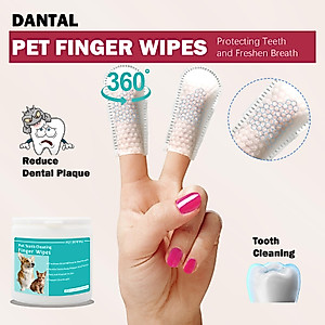 Leoezx Pet Tooth Cleaning Finger Wipes (50Pcs),Dog Teeth Cleaning Wipes,Dog Dental Cleaning Finger Sleeves,Reduces Plaque & Freshens Breath,Freshens Breath, Safe and Natural