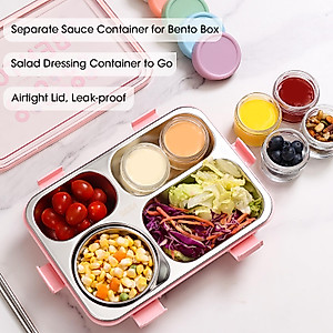 KITCHOP 6 Pack Salad Dressing Container To Go, 1.7oz Small Glass Dressing Containers with Lids, Condiment Containers for Lunch Box, Dipping Sauce Cups Set for Food, Salad Jars with Lids Meal Prep