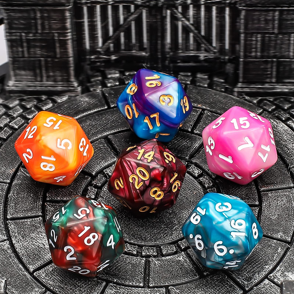 QMay DND Dice Sets - 6 X 7 Polyhedral Dice (42pcs) with 6 Drawstring Bags for Dungeons and Dragons, RPG, MTG,Role Playing Table Game