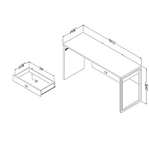 South Shore Interface Modern Simple Design Computer Desk with 2 Drawers, Pure White