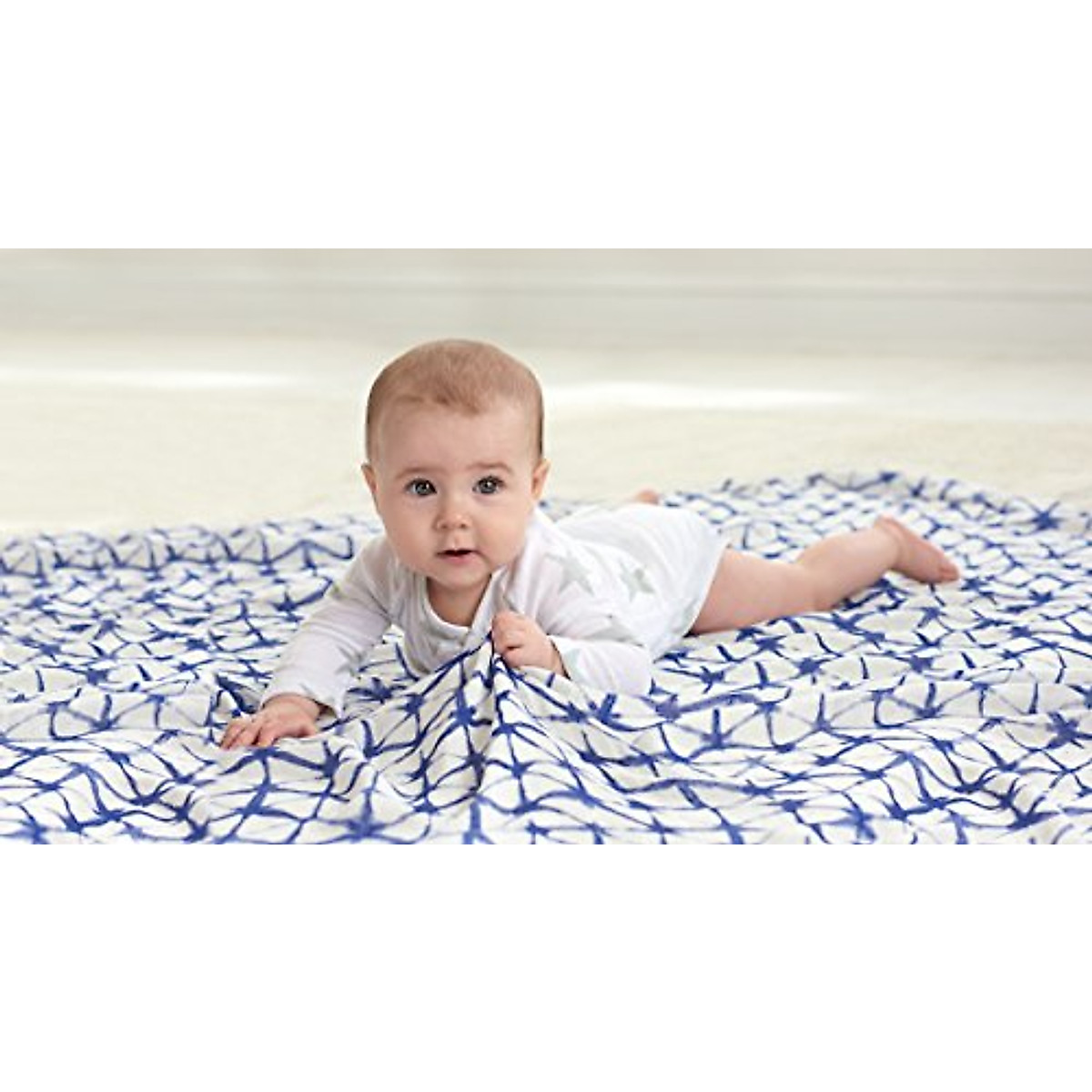 aden + anais Silky Soft Swaddle Blanket,100% Bamboo Viscose Muslin Blankets for Girls & Boys, Baby Receiving Swaddles, Ideal Newborn & Infant Swaddling Set, 3 Pack, Indigo Shibori