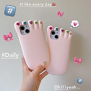 QoKcoahn Case for iPhone 13 Pro Max,3D Kawaii Phone Cases Funny Cute Cartoon Foot Nail EnhancementCover Soft Silicone Gel Drop Protection Case Women Girls for iPhone 13 Pro Max