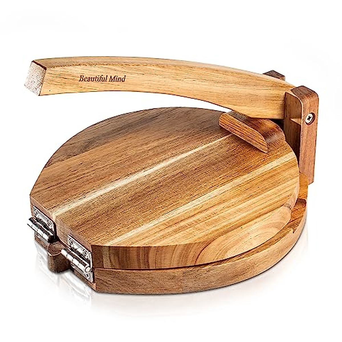 Acacia Wood Tortilla Press Round 10" - Ideal for Tortillas, Roti, Pizza and Quesadillas - Tortilla maker press, Pizza dough press, Roti maker, Quesadilla maker - Durable, Ergonomic and Easy to use