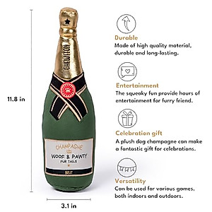 CHEWFFON Dog Toy, Squeaky Dog Toys for Boredom, Plush Dog Present Chew Toy for All Breeds Dogs, Champagne Shape Interactive Dog Toys for Birthday Stimulating Gifts