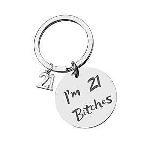 KFK 21st Birthday Gifts for Her,Funny 21 Year Old Birthday Gifts, 21st Birthday Wine Tumbler with Keychain, 21st Birthday Decorations for Women, Sister, Friends-(Glitter Peacock)