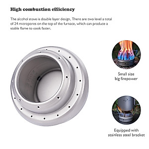 iBasingo Titanium Mini Spirit Stove Cooker Burner with shelf for Outdoor Camping Picnic Backpacking A-Ti2001C