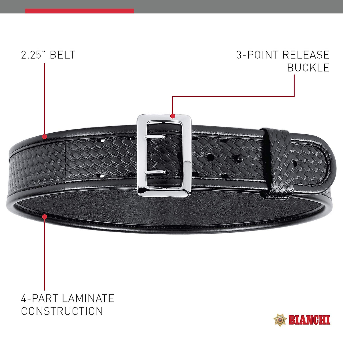 Bianchi 7960 Sam Browne Duty Belt - 2.25", 42 - Basketweave - Chrome Snap (1016978)