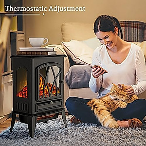 ZIONHEAT 3D Infrared Heating Electric Fireplace Stove, Freestanding Fireplace Heater, Adjustable Brightness and Heating, Overheating Protection System, 1000w/1500w