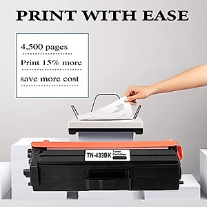 2 Pack TN-433BK Black High Yield Toner Cartridge Replacement for Brother TN-433BK Black HL-L8260CDW HL-L8360CDW HL-L8360CDWT HL-L9310CDW Printer.