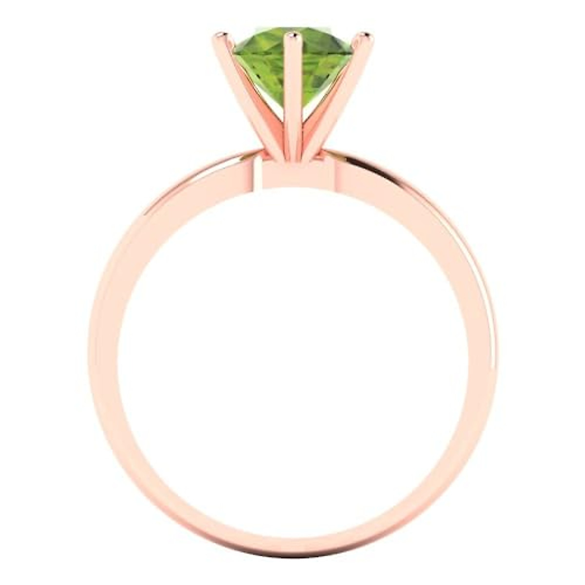 Clara Pucci 1.50 ct Round Cut Solitaire Natural Peridot Engagement Wedding Bridal Promise Anniversary Ring in 18K rose Gold Size 8.25