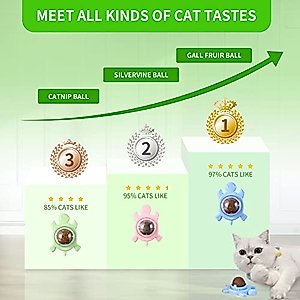 Catnip Ball ‖ Catnip Balls for Cats Wall: silvervine for Cats, 3-Piece Silvervine Catnip Cat Toys for Indoor Cats, Edible Cat nips Organic Ball, Cute Silvervine Cat Toy