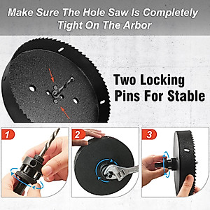 JTemgle Heavy Duty Hole Saw Arbor with 5pcs Center Drill Bits, 1/2" Hex Shank Quick Change Arbor Fits 1-1/2" to 10" Hole Saws