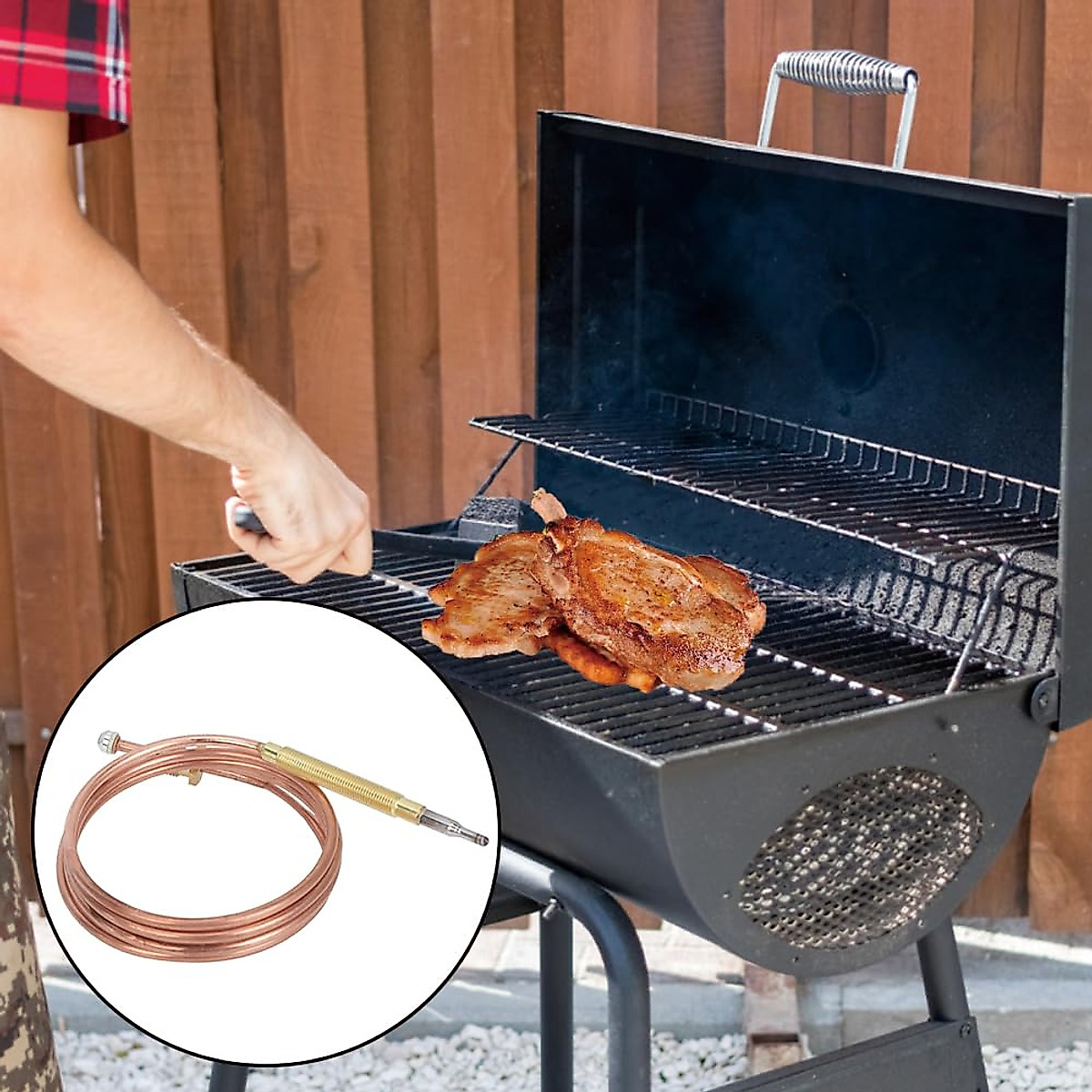 Joyzan Gas Stove Thermocouple Universal Heater Thermocouple Kit Temperature Sensors Adaptors 5 Nuts Propane Natural Gas Pilot Assembly Fireplaces Replacement Stoves Heating Device Pizza Ovens Boilers