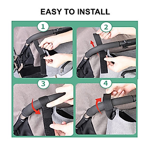 Baby Stroller Organizer - Stroller Accessories Bag Large Space with 2 Cup Holders Multiple Zipper Pockets for Bottle, Diaper, Phone, Toys - Universal Fit