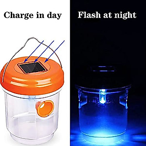 Wasp Traps Outdoor Hanging 2 Pack Fly Traps Bee Traps for Outside Light Attract Carpenter Bees Yellow Jackets Fruit Flies Mosquito Hornet Wood Bee Trap Solar Power Reusable Outdoor Indoor Waterproof