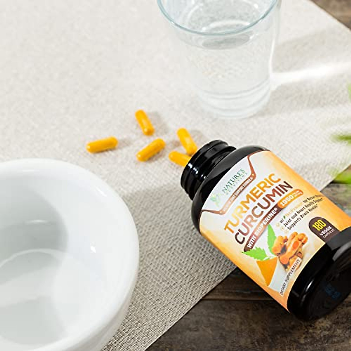 Turmeric Curcumin with BioPerine 95% Standardized Curcuminoids 1950mg - Black Pepper Extract for Max Absorption, Nature's Joint Support Supplement, Herbal Turmeric Pills, Vegan Non-GMO - 180 Capsules