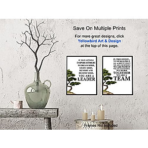 Office Wall Art Decoration Set - Motivational Decor - Leadership Saying - Gift for Boss, Manager, Team Leader, Coach, Teacher, Entrepreneur - Inspirational Quote Poster Print - Unique Photo 8X10 Set