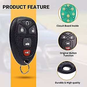 Key Fob Keyless Entry Remote Compatible with 2006-2013 Chevy Chevrolet Impala丨 Monte Carlo丨 Buick Lucerne 丨 Cadillac DTS Car Key Replacement 5 Buttons with FCC ID OUC60270, OUC60221