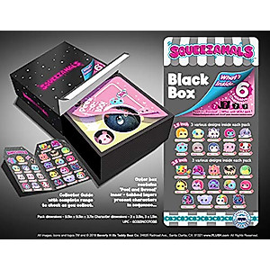 Squeezamals Mystery Black Box Collector Pack- 6 Exclusive Characters- The Mystery is 100% of The Fun! Perfect for Your Little One to Surprise with These Mini plushies! Peel and Reveal