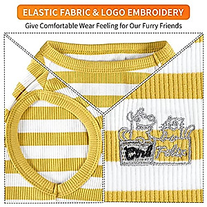CtilFelix Dog Shirt Striped Dog Clothes Stretchy Vests Soft Cotton for Small Medium Large Dogs Boy Girl Puppy Clothes Lightweight Cat Outfit Kitten Tank Top Apparel T-Shirts Pack-2 Yellow & Rust S