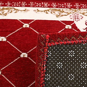 Tyrafry 19.6'' x 31.4'' Classic Traditional Area Rug Kitchen Rug Slip Resistant Durable Floor Mat Soft Plush Machine Washable Microfiber Doormat, Red