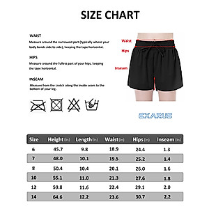 EXARUS Girls Butterfly Shorts Flowy Athletic 2 in 1 Running Skirt Skorts Dance Cheer Tennis Preppy Flutter Gym Kids Activewear Black 10Y