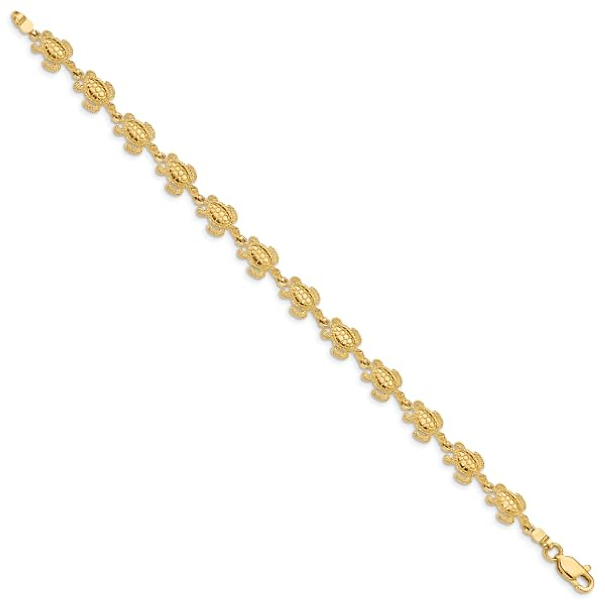 IceCarats 14K Yellow Gold Sea Turtle Chain Charm Bracelet