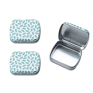 Ruwado 4 Pcs Small Storage Box Metal 6 x 5 x 1.5 cm Rectangle Empty Hinged Tins with Lid Organizers Containers for Earring Crafting Jewely Pills Home Hooks Small Items (Leaves)