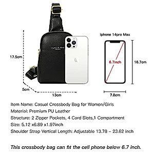 AomiduoLeather Sling Backpack, Multipurpose Crossbody Shoulder Bag Travel Hiking Daypack for Women Girl, Black