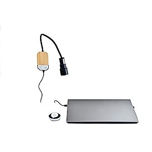 Cool Light Shop Multi-Functional LED Wall and Desk Lamp, Remote Control Sets Color, Adjustable Focus. Black Housing with Walnut Finish. 14 x 2.5 1 in. Powers USB Cable (Black), (MFL01)