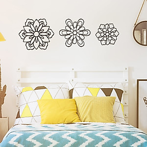 3 Pieces Metal Flower Wall Decor Rustic Galvanized Metal Flower Hanging Metal Flower Wall Art Wire Outline Wall Flowers Decor for Home Bedroom Bathroom Kitchen Garden Wall Art (3 Styles)