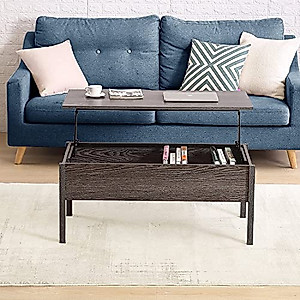 Lift Top Coffee Table with Hidden Storage Compartment,41 Inch Large Coffee Tables,Modern Wooden Lift Tabletop Center Table Living Room,Office, Reception, Light Grey Wood Grain