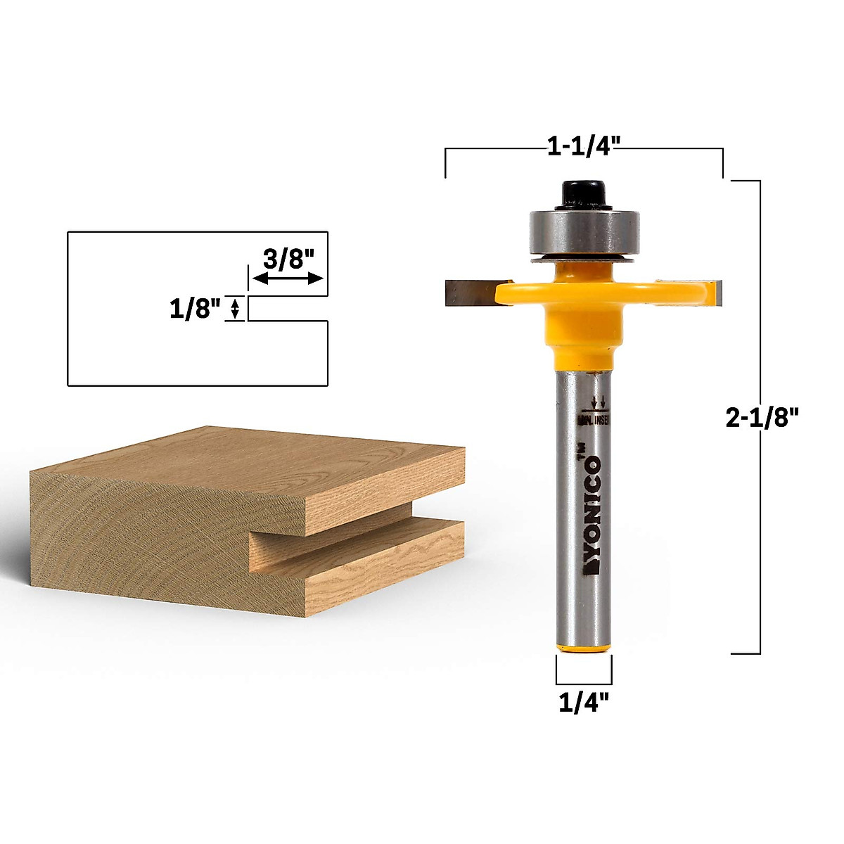 YONICO Slot Cutter Router Bit 1/8-Inch Height X 3/8-Inch Depth 1/4-Inch Shank 14081q