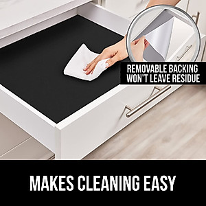 Gorilla Grip Stick Adhesive Removable Liner and Smooth Drawer Liner, Adhesive Liner Size 17.5x10, Contact Liner for Book Covers, Smooth Liner Size 17.5x20, Non Adhesive, Both in Black, 2 Item Bundle