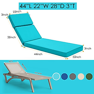 idee-home Chaise Lounge Cushions Outdoor, Lounge Chair Cushions for Outdoor Furniture Thick Comfortable Water Resistant Lounge Patio Replacement Cushion 72in.L x 21in.W x 3in.T