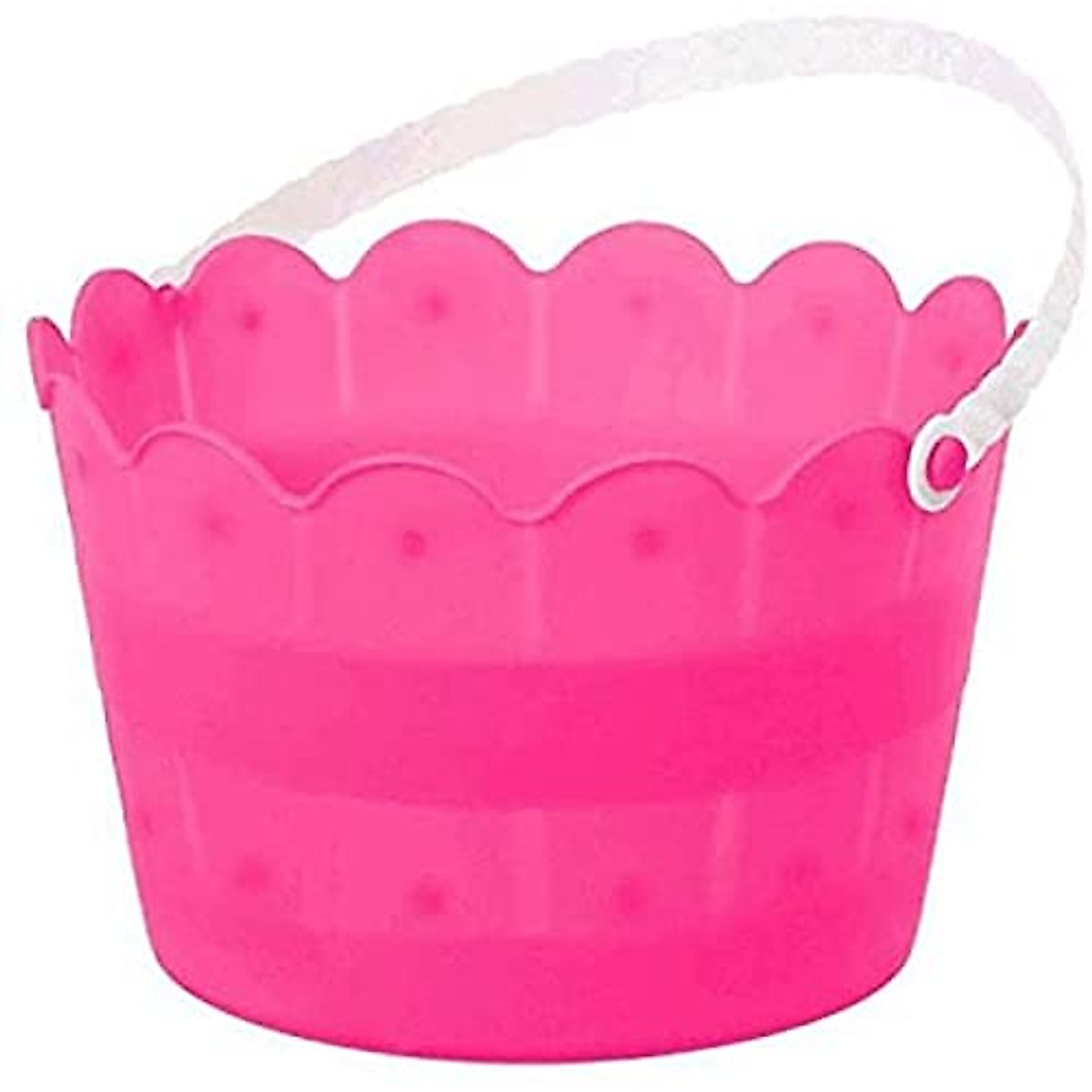 Bright Pink Scalloped Bucket - 6" x 8" (Pack of 1) - Plastic Multipurpose Storage Container