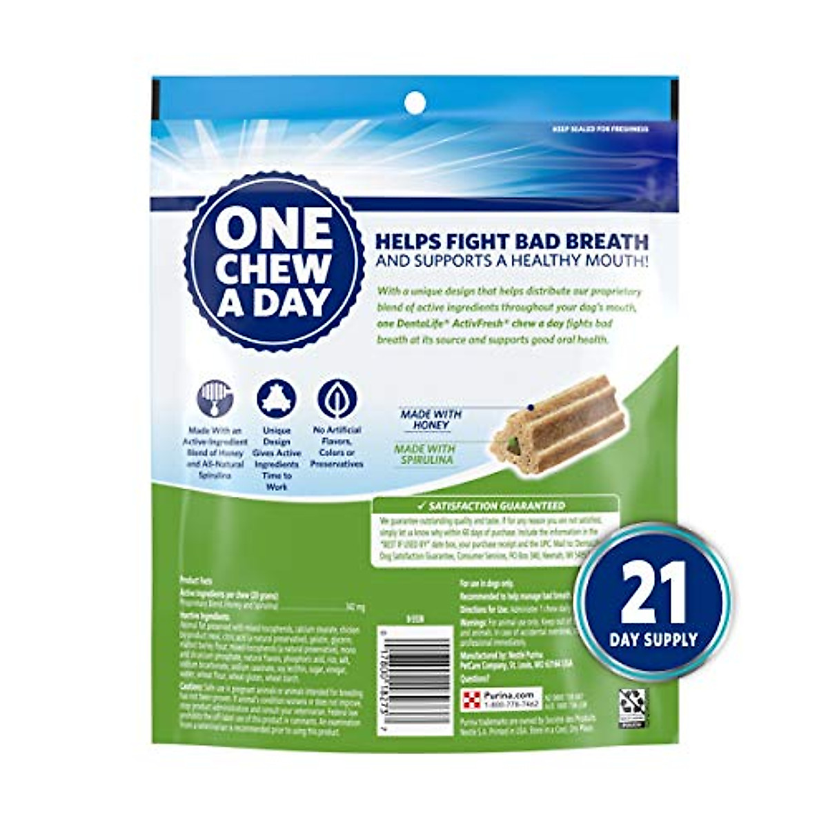 Purina DentaLife Dental Care Small/Medium Dog Chews, ActivFresh Daily Oral Care - 21 Treats