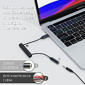 WKWZY USB-C to 3.5mm TRS-Microphone-Adapter for Sony ECMLV1 Stereo-Lavalier and RODE VideoMicro Mono Microphone 24bit 192kHz High Sampling Input to Android Phones