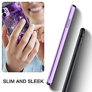 BENTOBEN iPhone 11 Case, Slim Fit Glow in The Dark Hybrid Hard PC Soft TPU Bumper Drop Protective Girls Women Men Phone Cover for iPhone 11 6.1 inch, Purple Galaxy