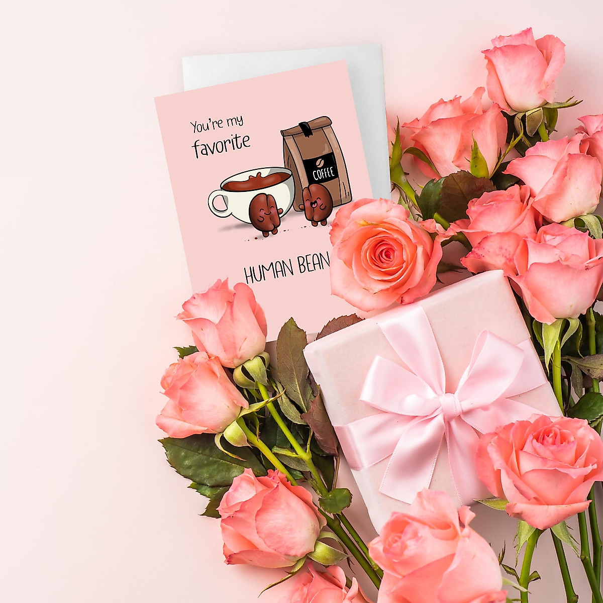 ALY LOU Cute Anniversary Card, Mothers Day Card Mom, Birthday Card for Her Him / Girlfriend Wife / Husband Boyfriend, Kawaii Greeting Card (Favorite Human Bean)