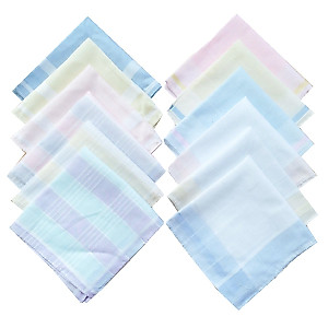 La closure Womens Colored Stripe Border Soft 100% Cotton Handkerchiefs Bulk Pack