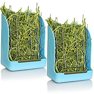 CalPalmy 2-Pack Hay Feeder for Rabbits, Guinea Pigs, and Chinchillas - Minimize Waste and Mess with 5 1/2" x 3" x 7 3/8" Hanging Alfalfa and Timothy Hay Dispenser