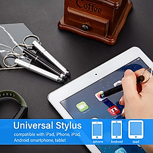 Outus 8 Pieces Stylus Pen Keychain Portable Touch Screen Capacitive Stylus, 3-in-1 Integrated Key Chain Stylus Pens for Tablets and Cell Phones