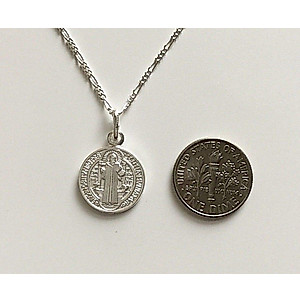 925 STERLING SILVER SAINT BENEDICT NECKLACE 18" LONG 24X15mm / 925 PLATA ESTERLINA CADENA DE SAN BENITO 18" LARGO