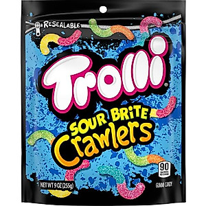 Trolli Sour Brite Crawlers, Sour Gummy Worms, 9 Ounce Resealable Bag