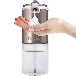 iTouchless, Rust-Free Stainless Steel Automatic Touchless Pump, Mix Your Own FoamSoap, Restroom, Bathroom, Kitchen, Save Time and Money, Soap Dispenser, 11 fl oz, Ultraclean, Rose Gold