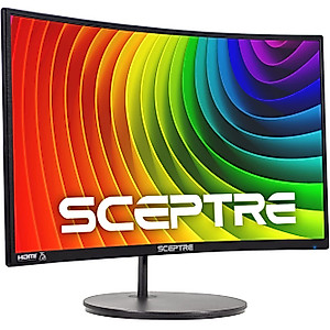 Sceptre Curved 27" FHD 1080p Gaming Monitor R1500 98% sRGB HDMI VGA 75Hz Build-in Speakers, Blue Light Shift Machine Black (C278W-1920RN series)