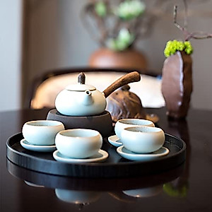 Round Natural Wood Serving Tray, 13inch Wooden Plate Platter Tea Food Dishes Water Drink for Countertop Kitchen Coffee Table Breakfast