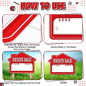 12 Pack Estate Sale Signs with Stakes 16'' x 12'' High Visibility for Sale Sign Protection Against Wind, Rain and Snow Weatherproof for Garage House Business or Personal Use